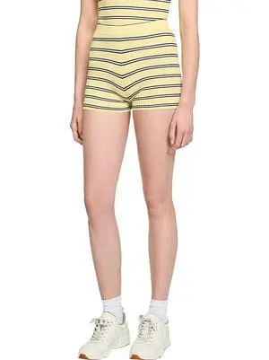 Sandro Striped Knit Shorts - Light Yellow