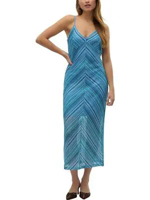 Vero Moda Chevron Singlet Dress - Azure Blue