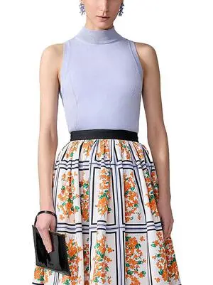 Carolina Herrera Mock Neck Sleeveless Top - Celeste