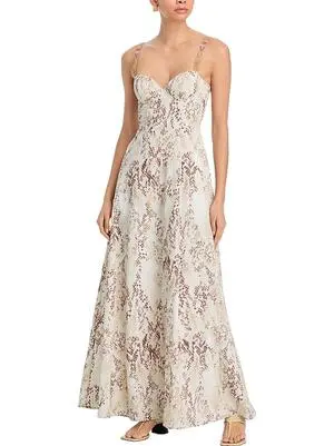 L'Agence Sutton Beaded Strap Maxi Dress Light Sage Multi Desert
