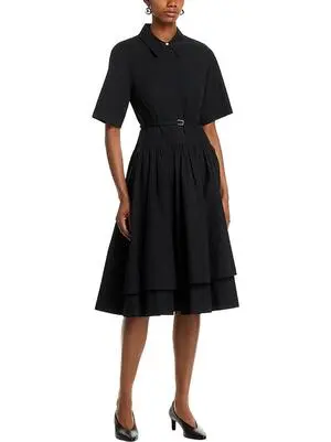 Co Short Sleeve Belted Dress - Black