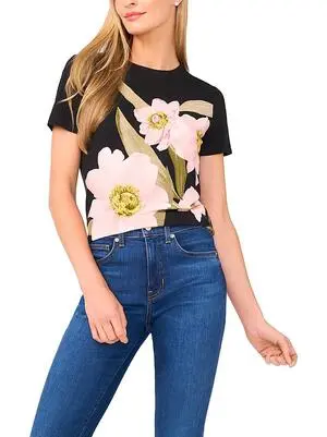 Ted Baker London Hibiscus Print Tee - Rich Black
