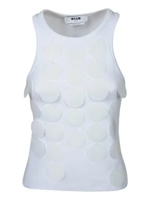 MSGM Sleeveless Top With Sequins - White