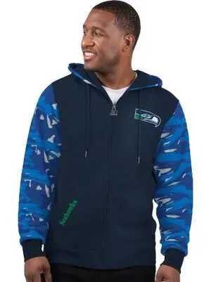 STARTER Seattle Seahawks Thursday Night Gridiron Vintage Logo Full-zip Hoodie - Navy