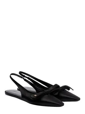 Balenciaga Nano Bb Satin Slingback Flats - Black