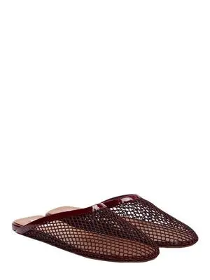 Alaïa Fishnet Mules - Burgundy