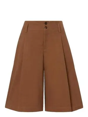 Chloé High-rise Cotton Canvas Bermuda Shorts - Brown
