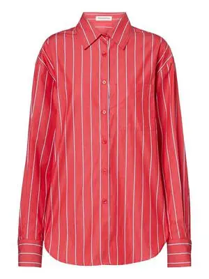 THE FRANKIE SHOP Lui Striped Cotton Poplin Shirt - Red
