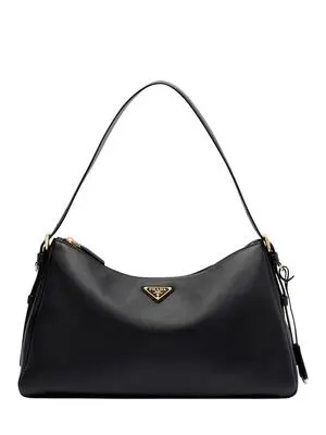 Prada Large Leather Shoulder Bag - Black
