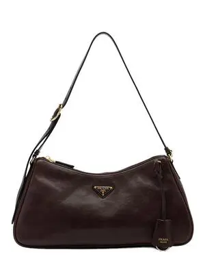 Prada Prada Aimée Large Leather Shoulder Bag Brown