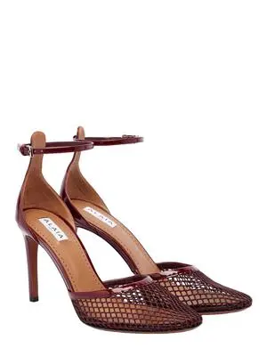 Alaïa 90 Fishnet Pumps - Burgundy