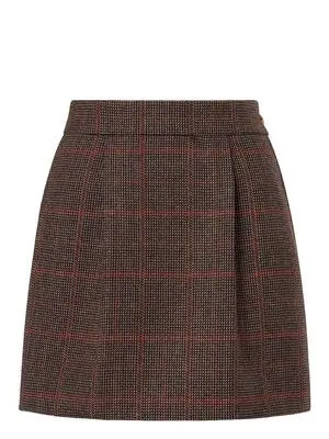 Chloé Checked Virgin Wool Miniskirt - Brown
