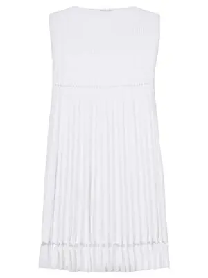 Alaïa Plissé Pointelle Minidress - White