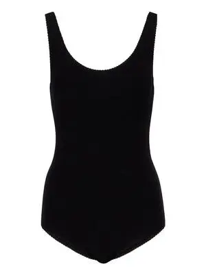 Magda Butrym Scalloped Open-back Bodysuit - Black