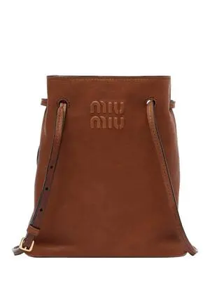 Miu Miu Logo Leather Crossbody Bag - Brown