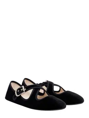 Alaïa Velvet Ballet Flats - Black