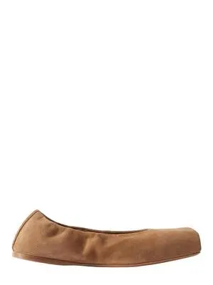 Alaïa Leather-trimmed Suede Ballet Flats - Brown