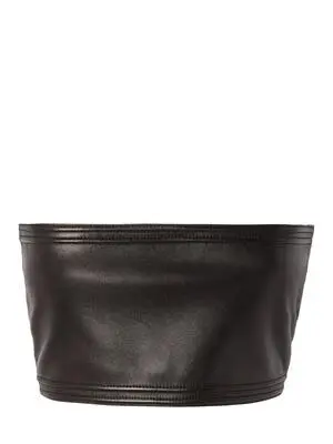 Alaïa Cropped Strapless Leather Top - Black