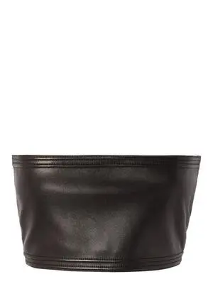 Alaïa Cropped Strapless Leather Top - Black