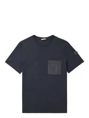 Moncler Moncler - Logo-Appliquéd Shell-Trimmed Cotton And Cashmere-Blend Jersey T-Shirt - Men - Blue - M Blue