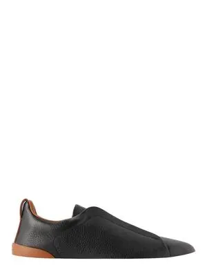 Zegna Triple Stitch™ Deerskin Slip-on Sneakers - Black