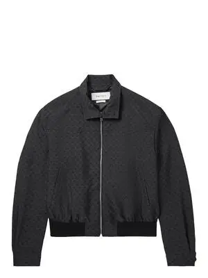 Alexander McQueen Cropped Printed Twill Harrington Jacket - Black