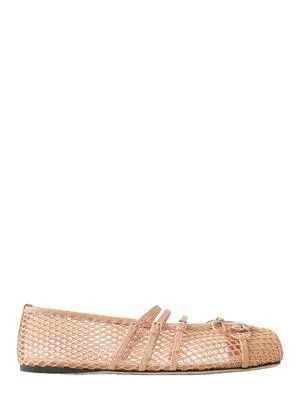 Gucci Horsebit Patent Leather-trimmed Mesh Ballerina Flats - Pink