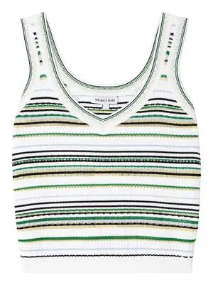 Veronica Beard Carlin Striped Ribbed-knit Tank - White