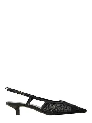 Gucci Patent Leather-trimmed Crystal-embellished Mesh Slingback Pumps - Black