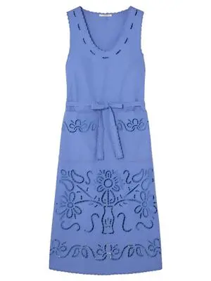 Vita Kin Katya Belted Broderie Anglaise Midi Dress - Blue