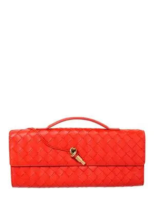Bottega Veneta Andiamo Small Intrecciato Leather Clutch Red