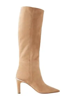 Gabriela Hearst Aura Suede Knee Boots - Neutrals
