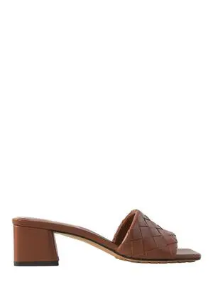 Bottega Veneta Riva Intrecciato Leather Mules - Brown