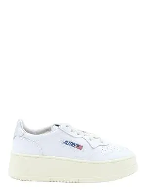 AUTRY Autry Medalist Platform Low Top Leather Sneakers With Perforated Toe And Cut-Out Logo White 1