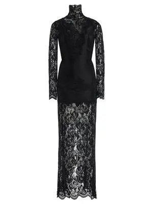 Rabanne Lace Jersey Maxi Gown - Black