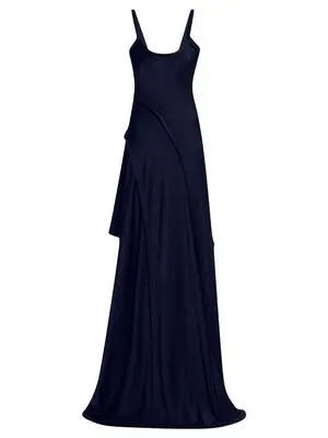 JASON WU Sleeveless Crepe Back Satin Bias Slip Gown - Navy