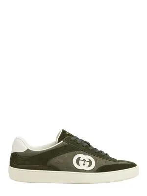 Gucci G75 Suede And Sisma Nylon T-toe Sneakers - Dark Olive