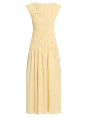 Rag & Bone Skye Smocked Drop-waist Midi Dress - Pale Gold