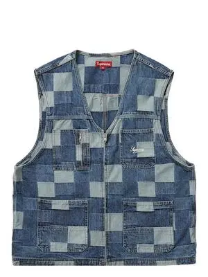 Supreme Patched Denim Vest - Blue