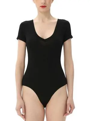 KIMI + KAI V-Neck Bodysuit Black