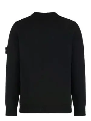 Stone Island Ribbed-knit Crew-neck Sweater - Black