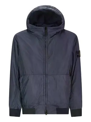 Stone Island Hooded Bomber Jacket - Blue