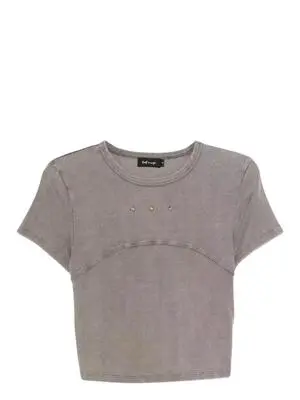 TOUT A COUP Embellished Rib T-shirt - Grey