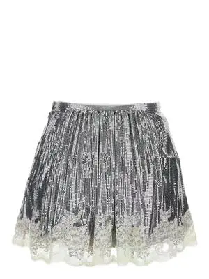 Rabanne Metallic Lace-trimmed Skirt - Silver