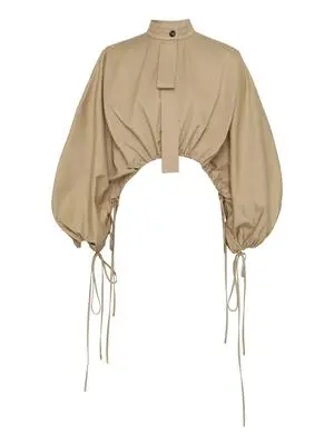 Zimmermann Rebellion Drawcord Cotton Poplin Top Neutral