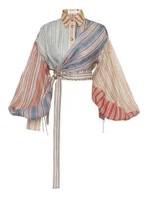 Zimmermann Rebellion D Linen-silk Top - Stripe