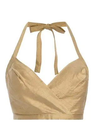 HOUSE OF AAMA Dupioni Silk Halter Crop Top