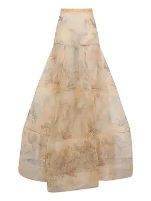Zimmermann Rebellion Lantern Silk Organza Maxi Skirt - Multi