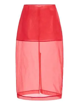 THE FRANKIE SHOP Peri Sheer Silk-blend Midi Skirt - Red