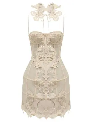 Zimmermann Rebellion Corseted Linen-silk Lace Mini Dress Ivory